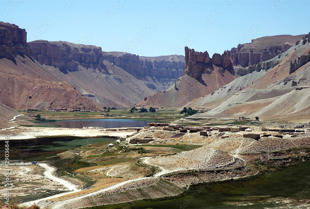 Band-e Amir lakes near Bamyan (Bamiyan) in Central Afghanistan. Band e Amir was the first ...