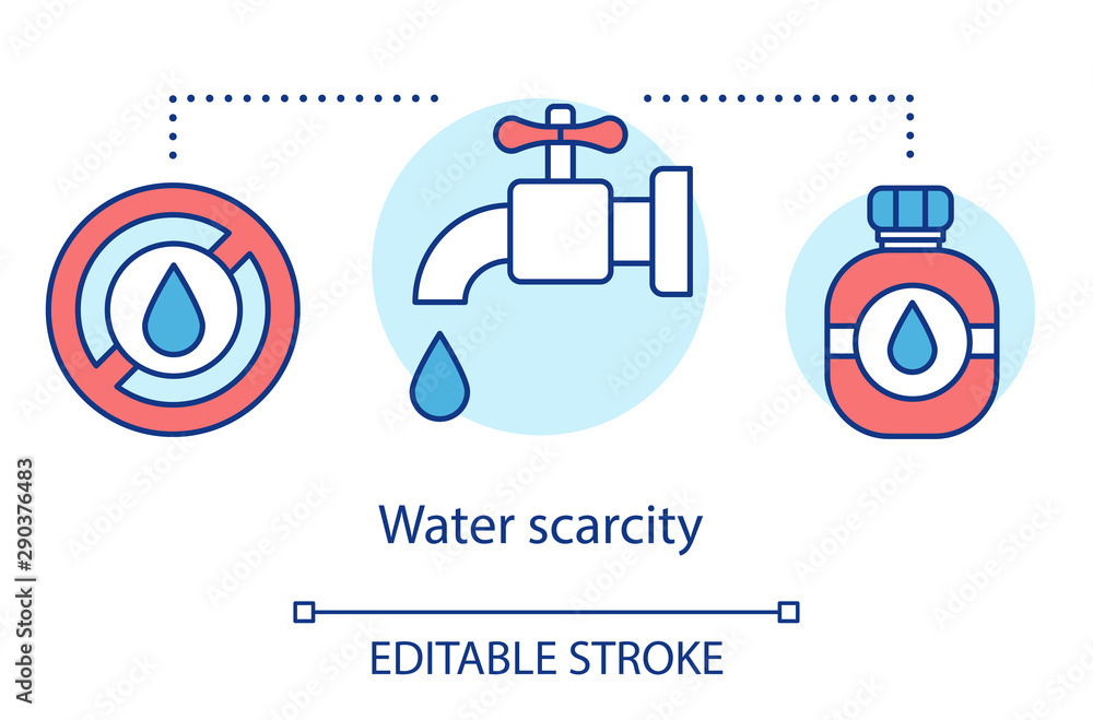 Water scarcity concept icon. lack of fresh water sources. Wastewater ...