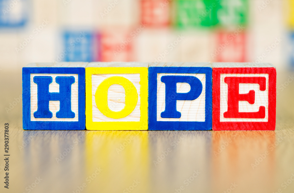 Hope Spelled Out in Alphabet Building Blocks Stock Photo | Adobe Stock