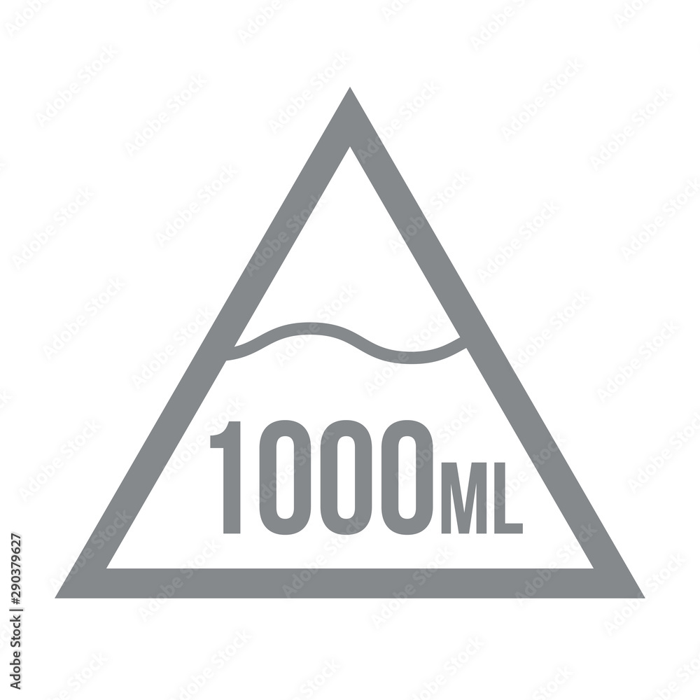 1 Liter l sign l-mark estimated volumes 1000 milliliters ml Vector ...