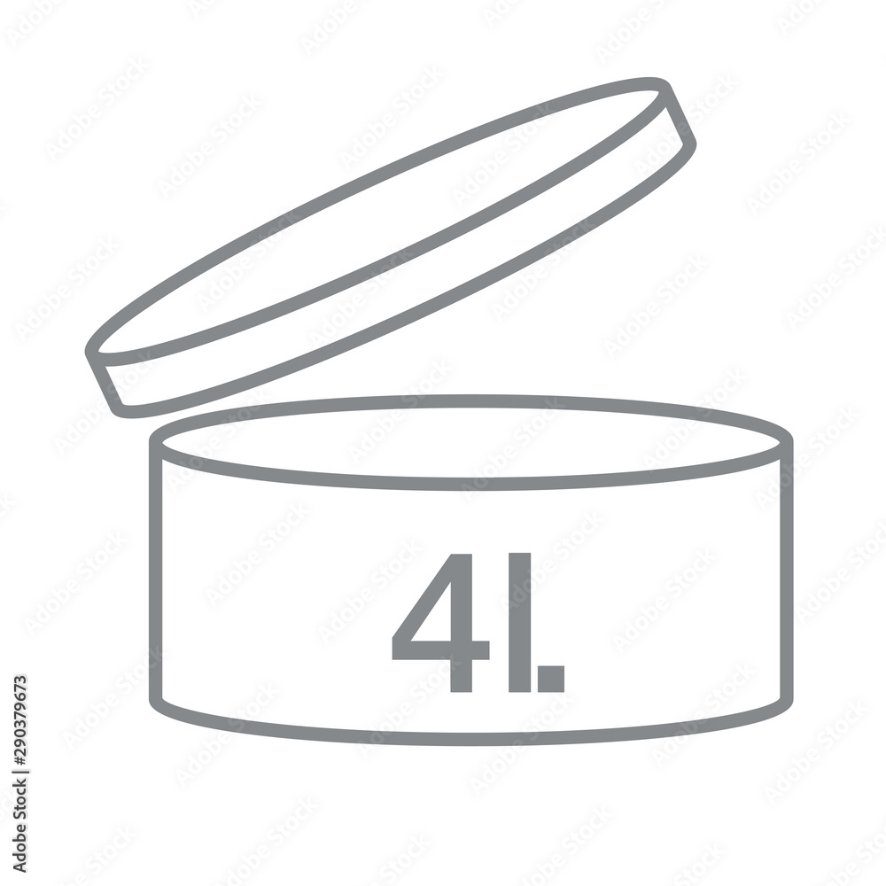 4 Liters l sign (l-mark) estimated volumes milliliters (ml) Vector ...