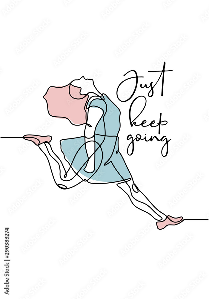 Just keep going motivational quotes poster with girl jump continuous ...