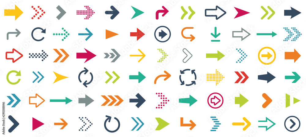 Arrow different icons set. Vector illustration Stock Vector | Adobe Stock