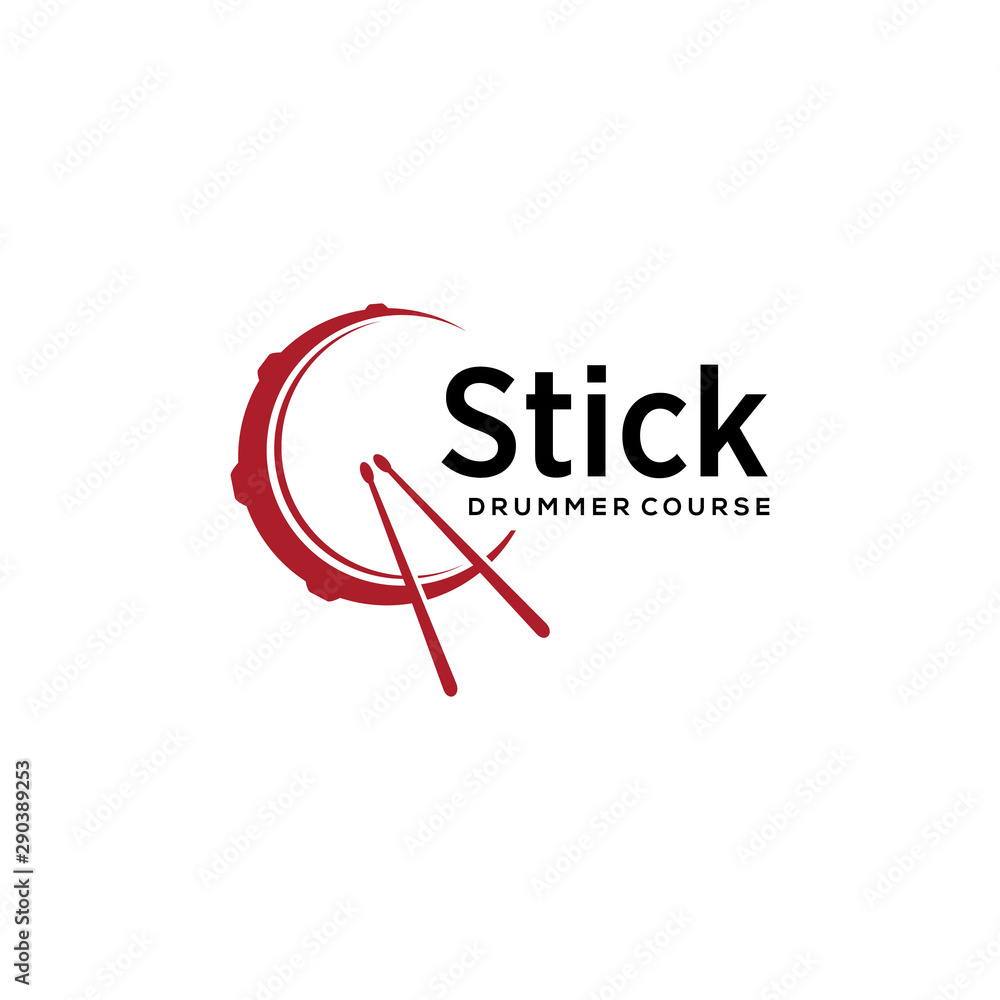 Illustration of abstract drum sign with a stick to hit it for the logo ...
