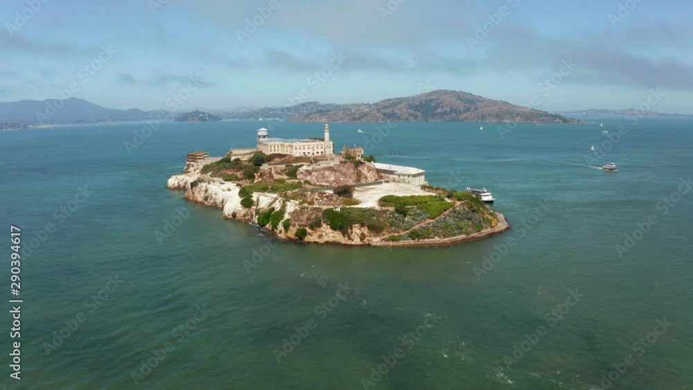 Beautiful panoramic view of the Alcatraz island prison from above in ...