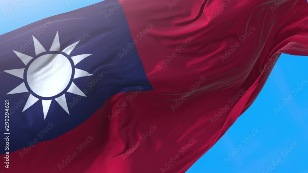 Taiwan flag video waving in wind 4K. Realistic Taiwanese background ...