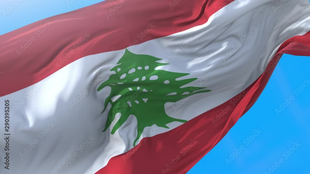 Lebanon flag waving in wind 4K. Realistic Lebanese background. Lebanon ...