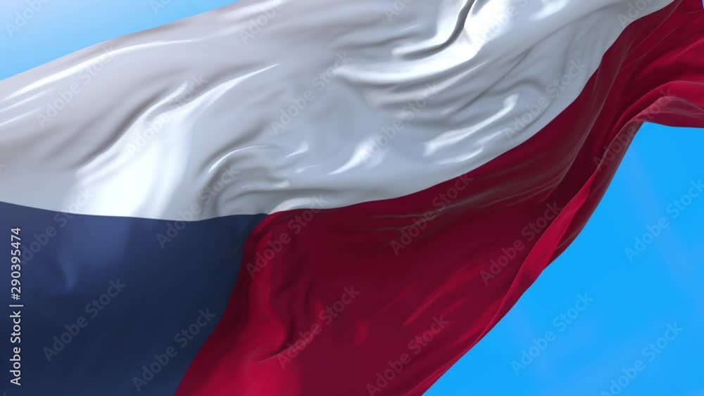 Czech Republic flag waving in wind 4K. Realistic Czech background ...