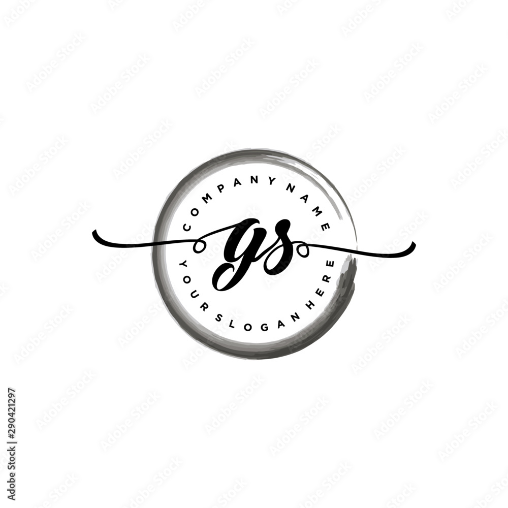 GS initial handwriting logo template. round logo in watercolor color ...