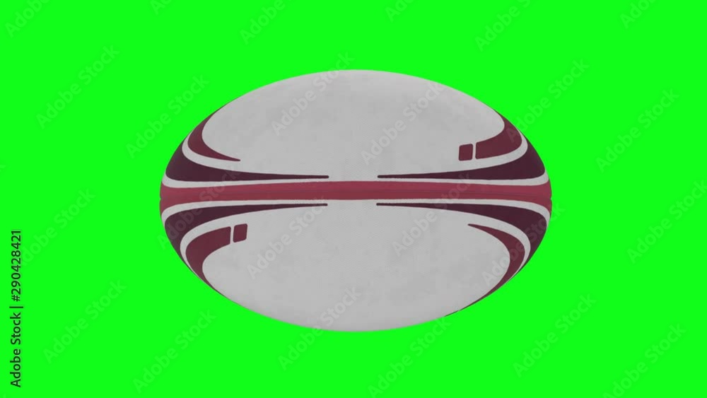 Rugby ball animation. Red rugby ball spinning slowly in the center of ...
