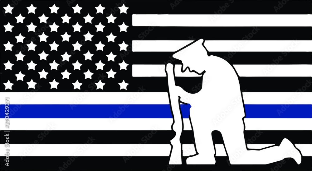 Thin Blue Line Police Support Vector Silhouette Stock Vector | Adobe Stock