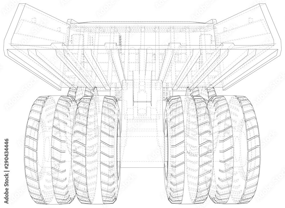 Vecteur Stock Heavy duty dump truck tipper drawing on white. EPS10 ...