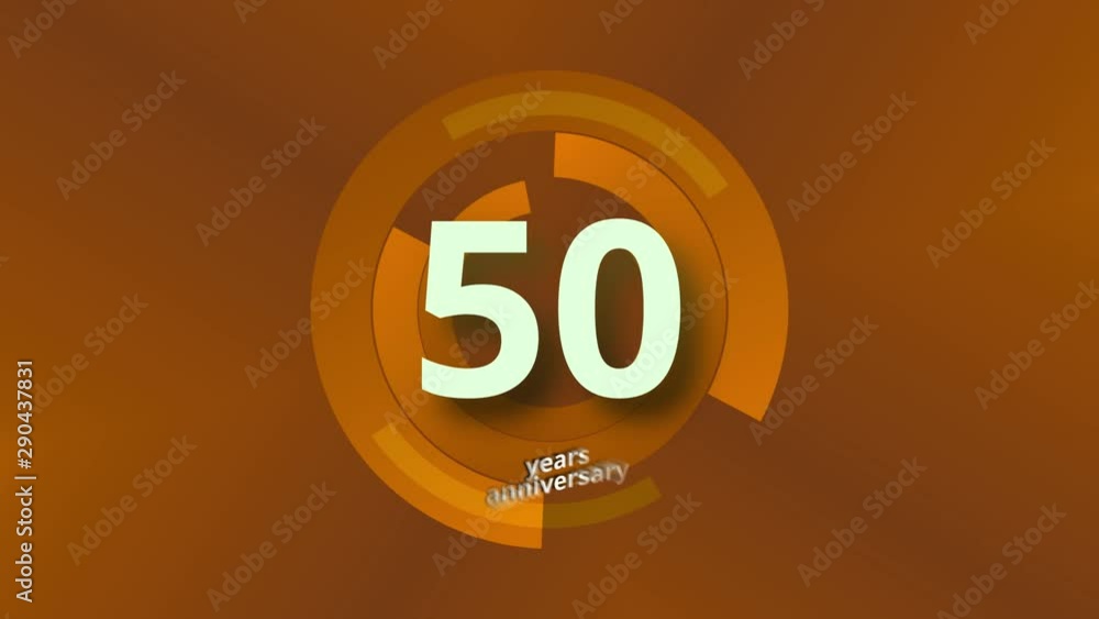 50 Years Anniversary Digital Tech Circle Gold Background Stock Video ...