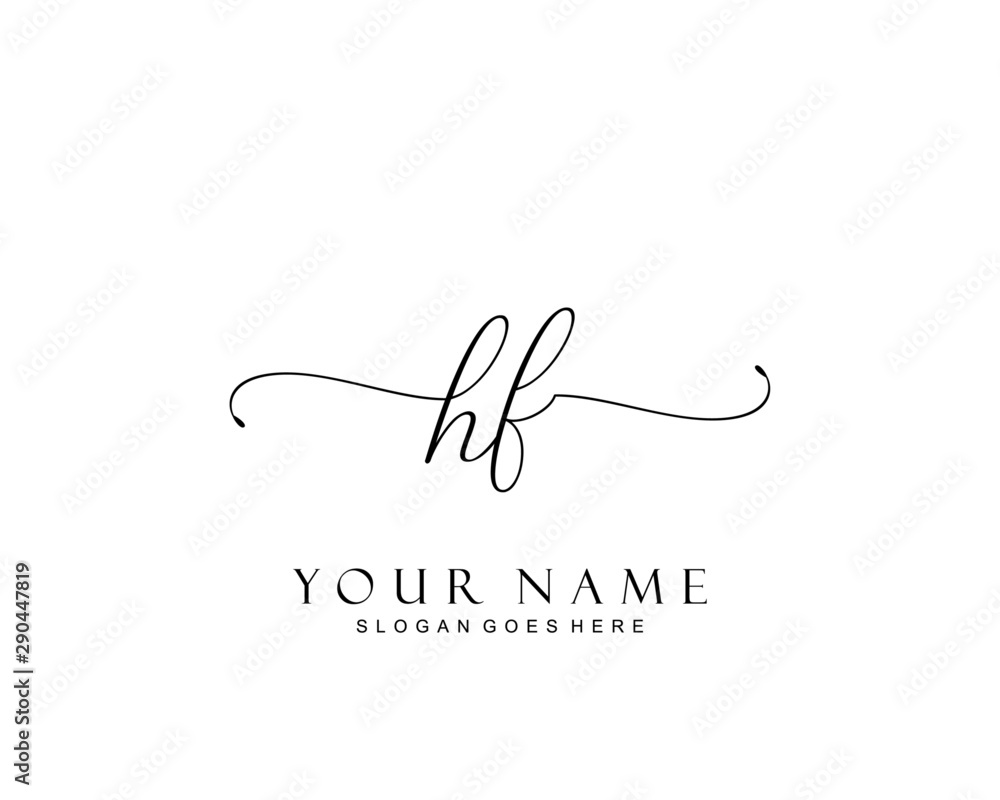 Initial HF beauty monogram and elegant logo design, handwriting logo of ...