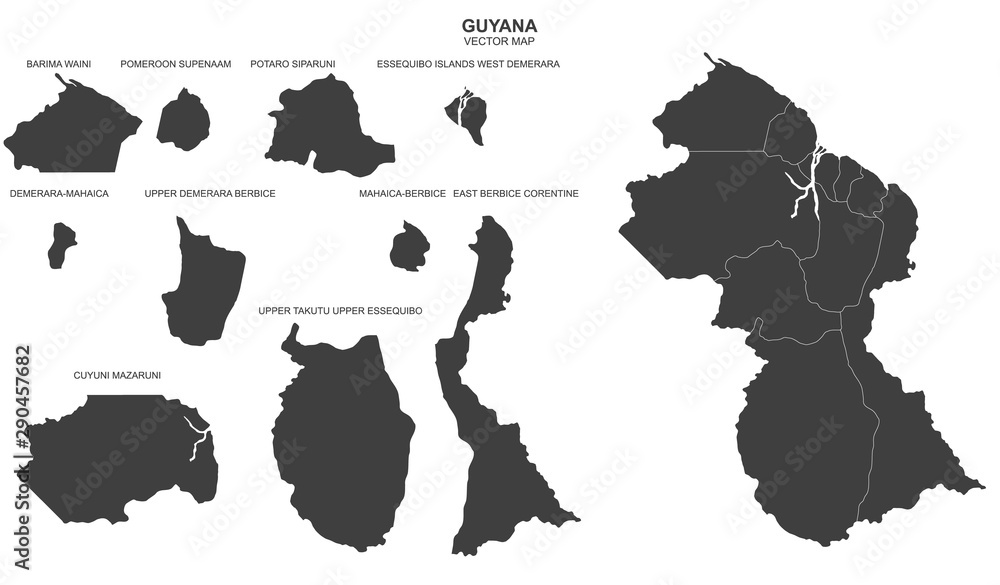 political map of Guyana on white background Stock Vector | Adobe Stock