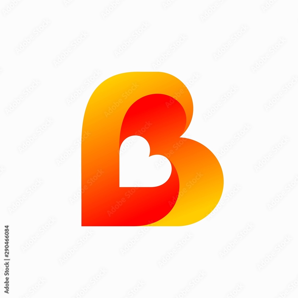 Heart logo that formed letter B Stock Vector | Adobe Stock