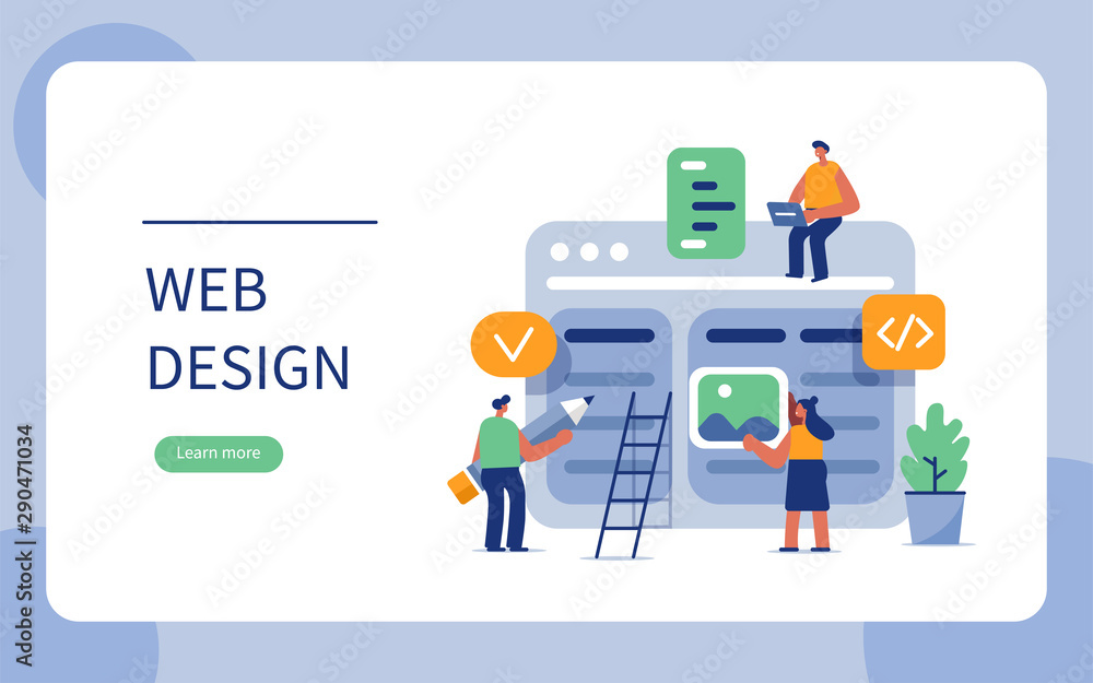 Developers Team create Web Application. People Characters Working ...