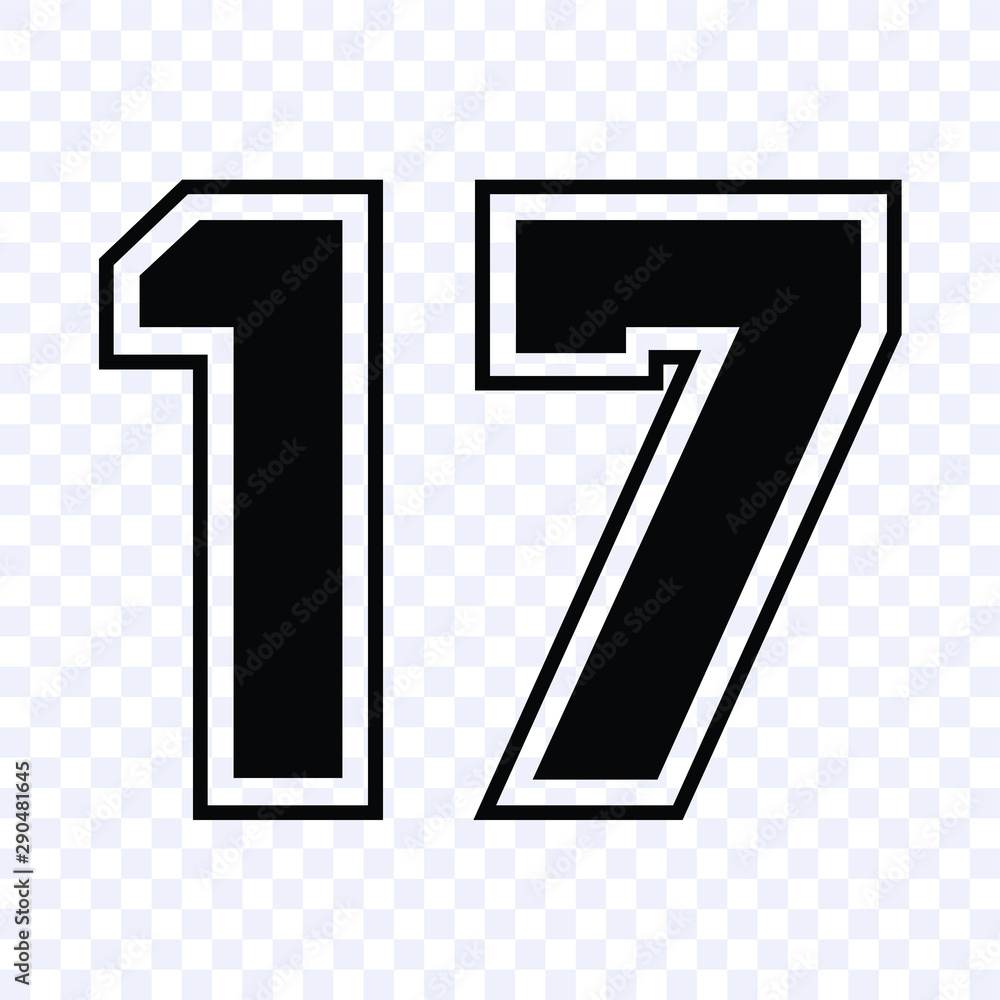 sport number 17 shape vector isolated Stock Vector | Adobe Stock