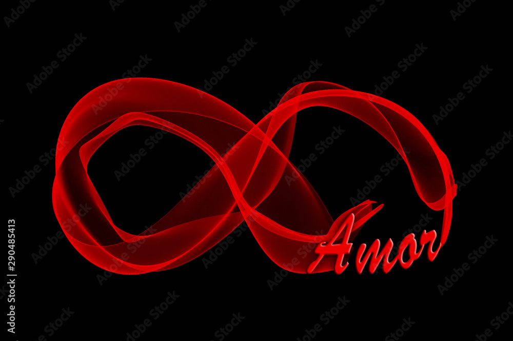Amor con símbolo infinito, fondo negro, ilustración, San Valentín ...
