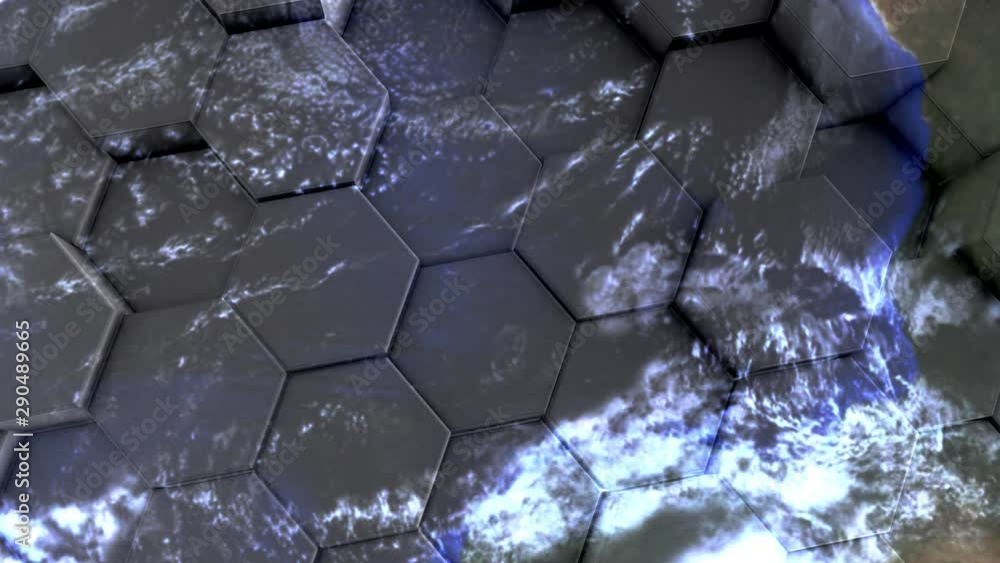 Abstract hexagon geometry background, WORLD Spinning animation 3d ...