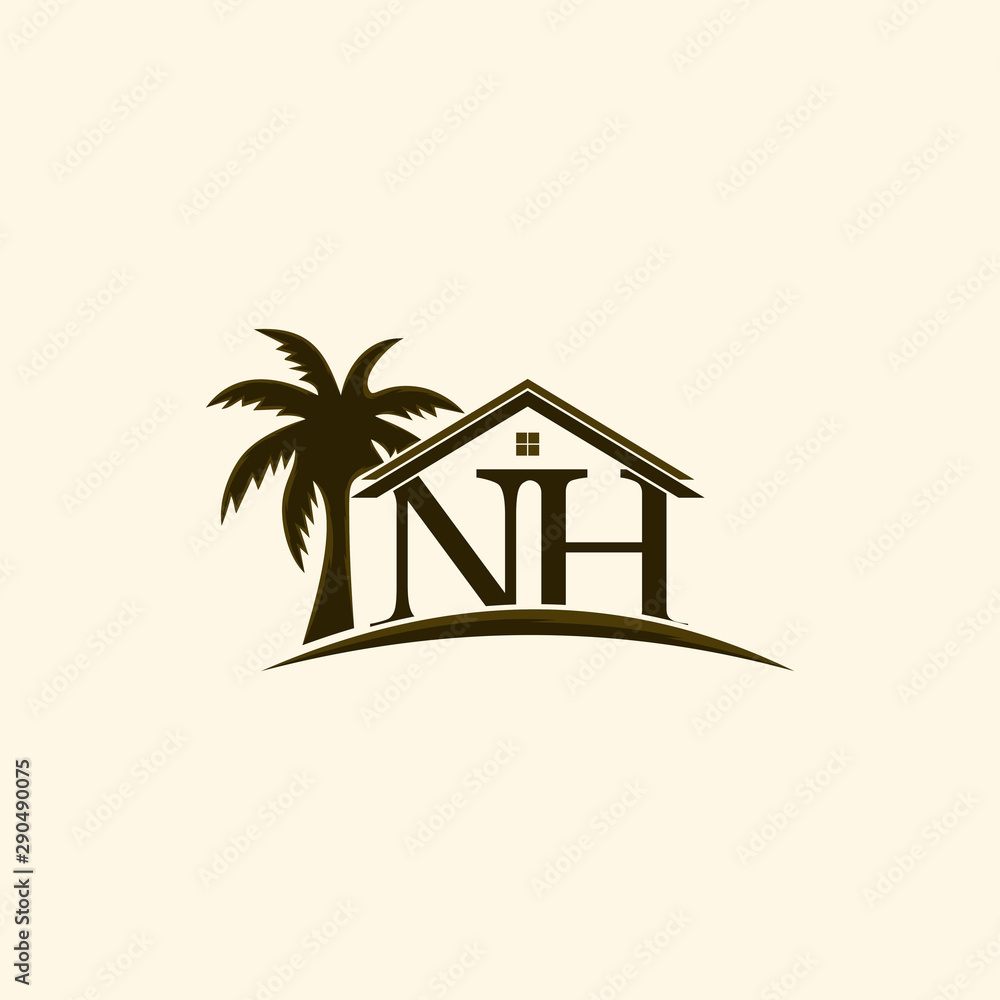 Letter NH Home Village Creative Icon Logo Design Template Element ...