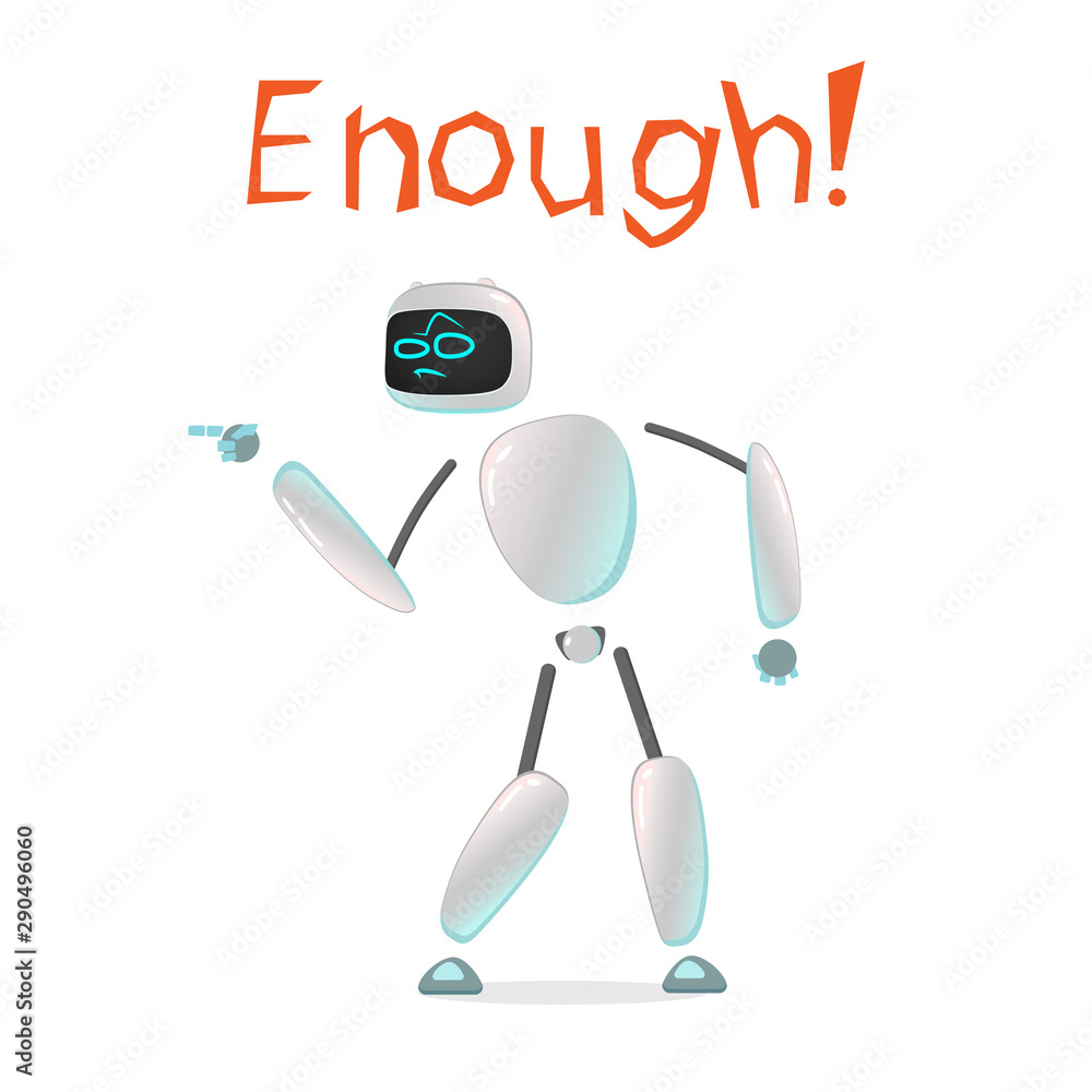 RPA. Funny white robot in different comic situations and moods. Modern ...