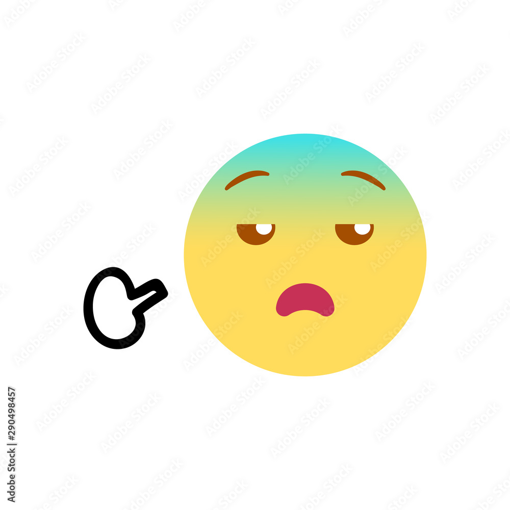 Vector illustration, yellow and blue gradient emoji with hand drawn ...