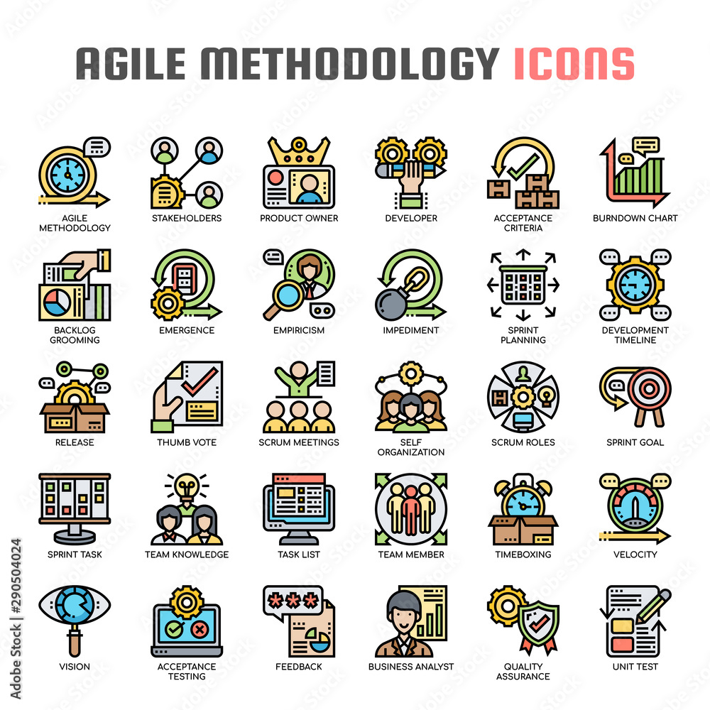 Agile Methodology , Thin Line and Pixel Perfect Icons Stock Vector ...