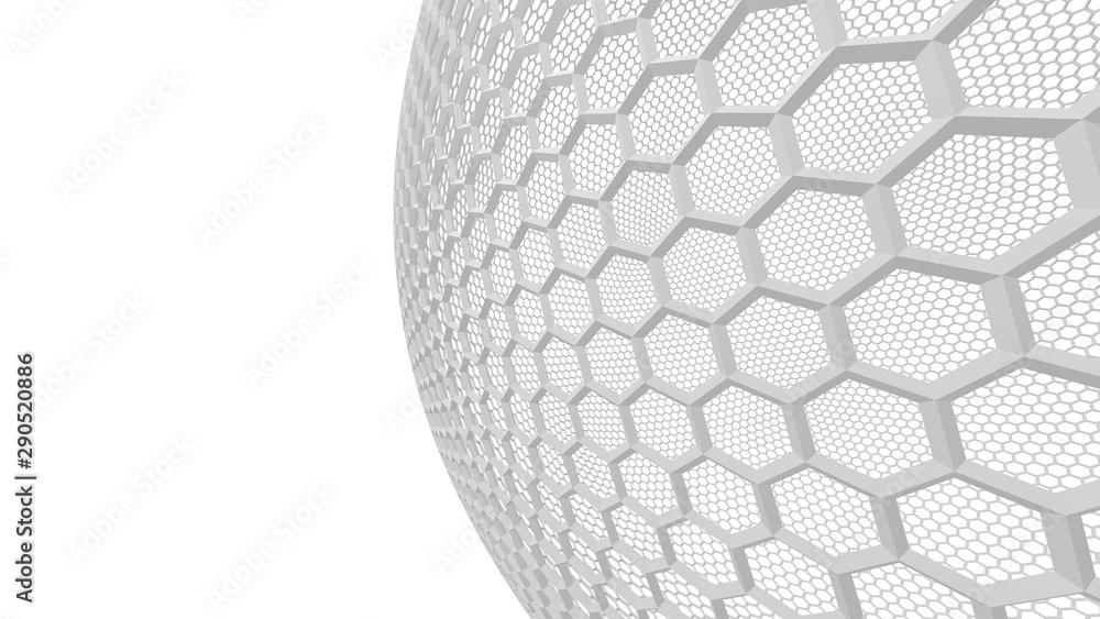 abstract futuristic tech honeycomb background. sphere shape with ...