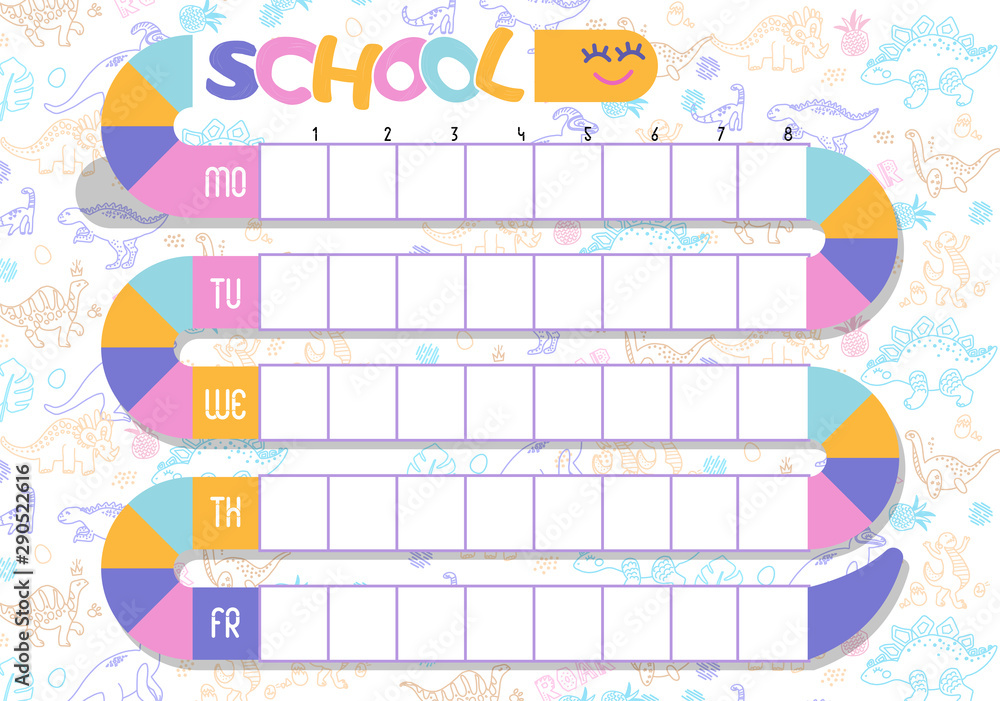 The timetable is the schedule of lessons in the school. Template school ...