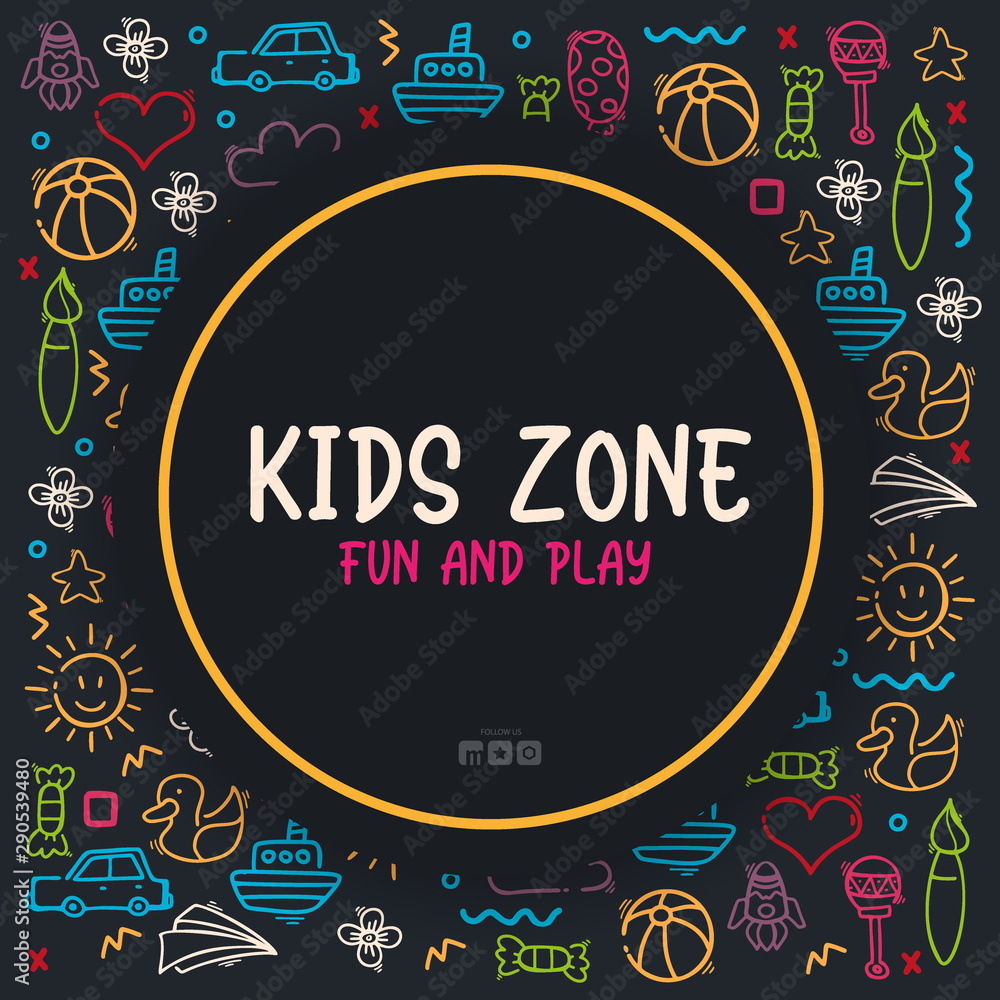 Hand draw Kids doodle background. Objects from a child's life. vector ...