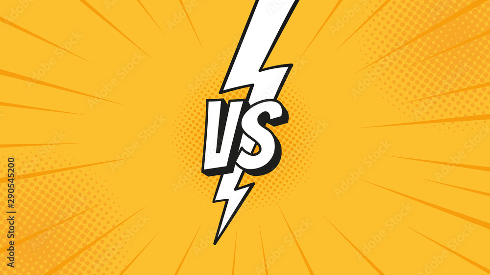 Versus VS sign with lightning bolt isolated on fight backgrounds in ...