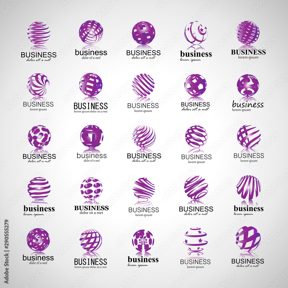 Globe And Sphere Logo Set - Isolated On Gray Background - Vector ...