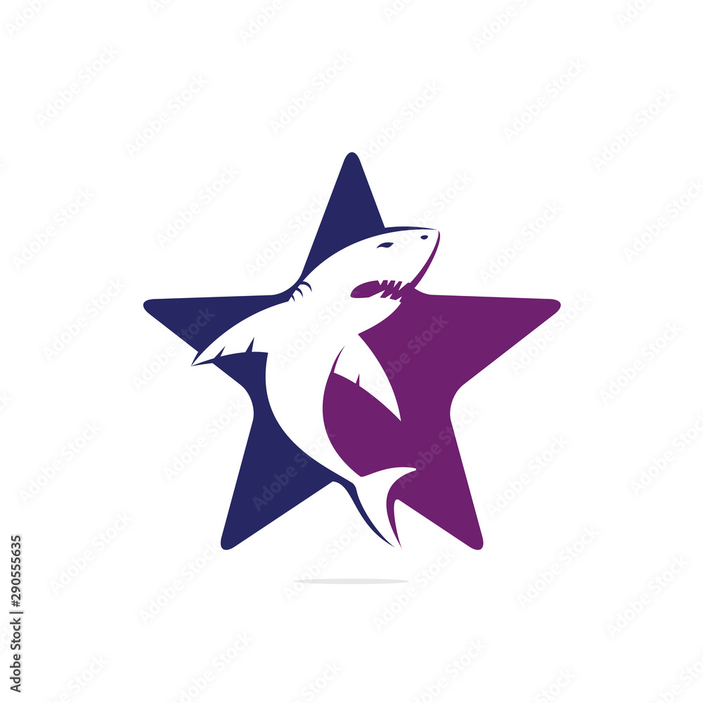 Star Shark vector logo design. Creative shark and star icon vector ...