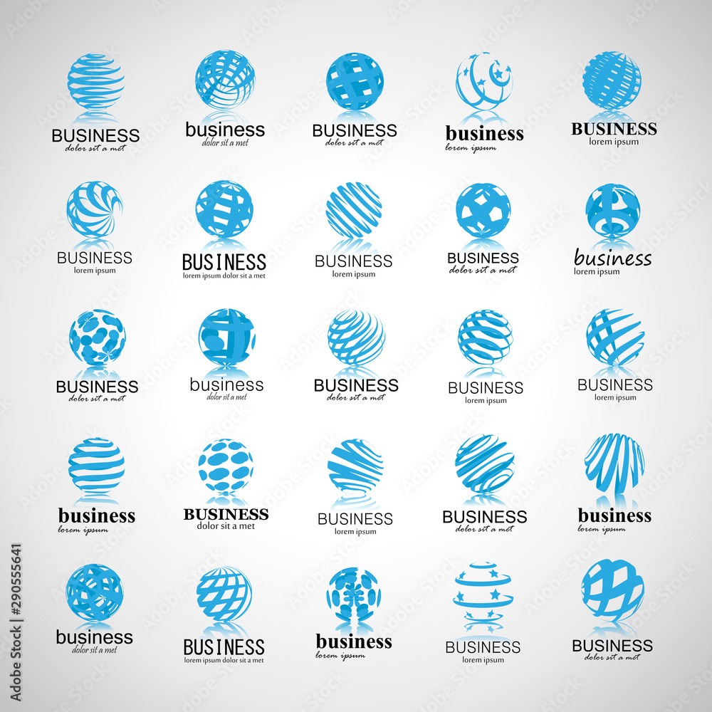 Globe And Sphere Logo Set - Isolated On Gray Background - Vector ...