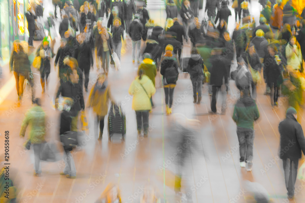 Blurred crowd of people walking on city street Stock Photo | Adobe Stock
