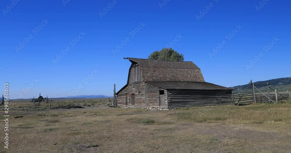 Mormon Row pioneer barn Grand Teton National Park. Pioneer settler ...