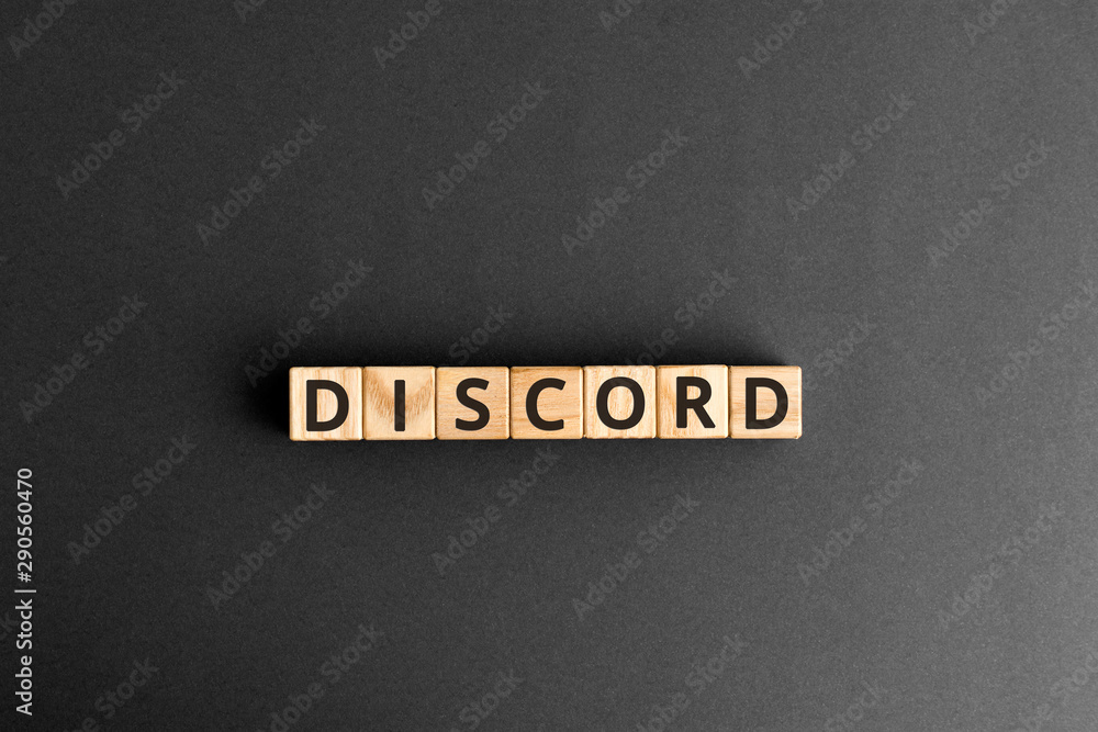 Discord - word from wooden blocks with letters, disagreement between ...