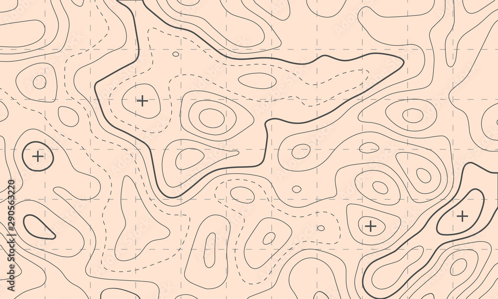 Seamless topographic map texture. Contoured terrain lines vector ...