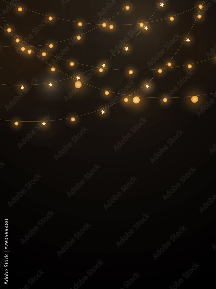 String lights in black background for decoration Stock Illustration ...