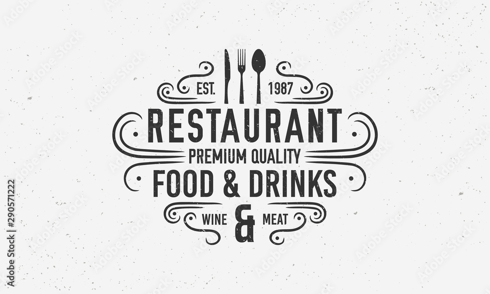 Vintage restaurant logo template. Retro emblem for restaurant ...
