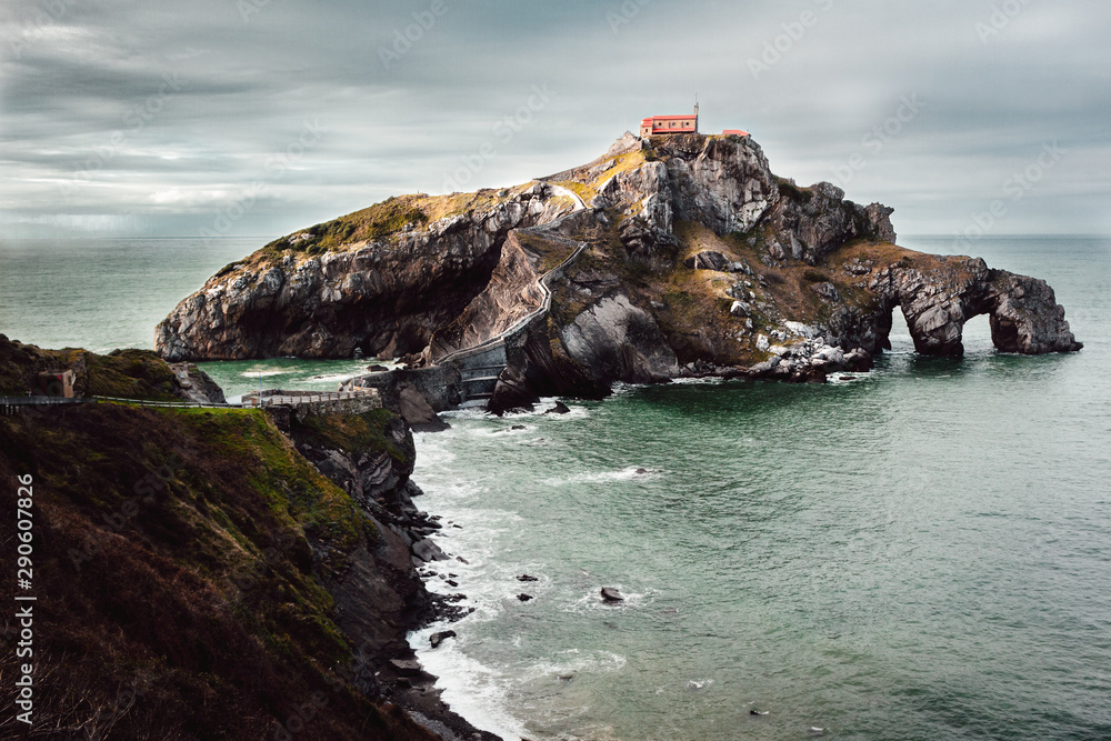 Desert island from "Game of Thrones" (Dragonstone) in stormy weather ...