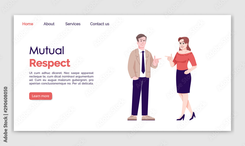Mutual respect landing page vector template. Friendly communication ...