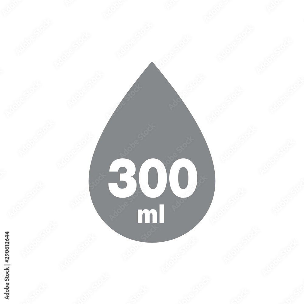 Liter l sign (l-mark) estimated volumes 300 milliliters (ml) Vector ...
