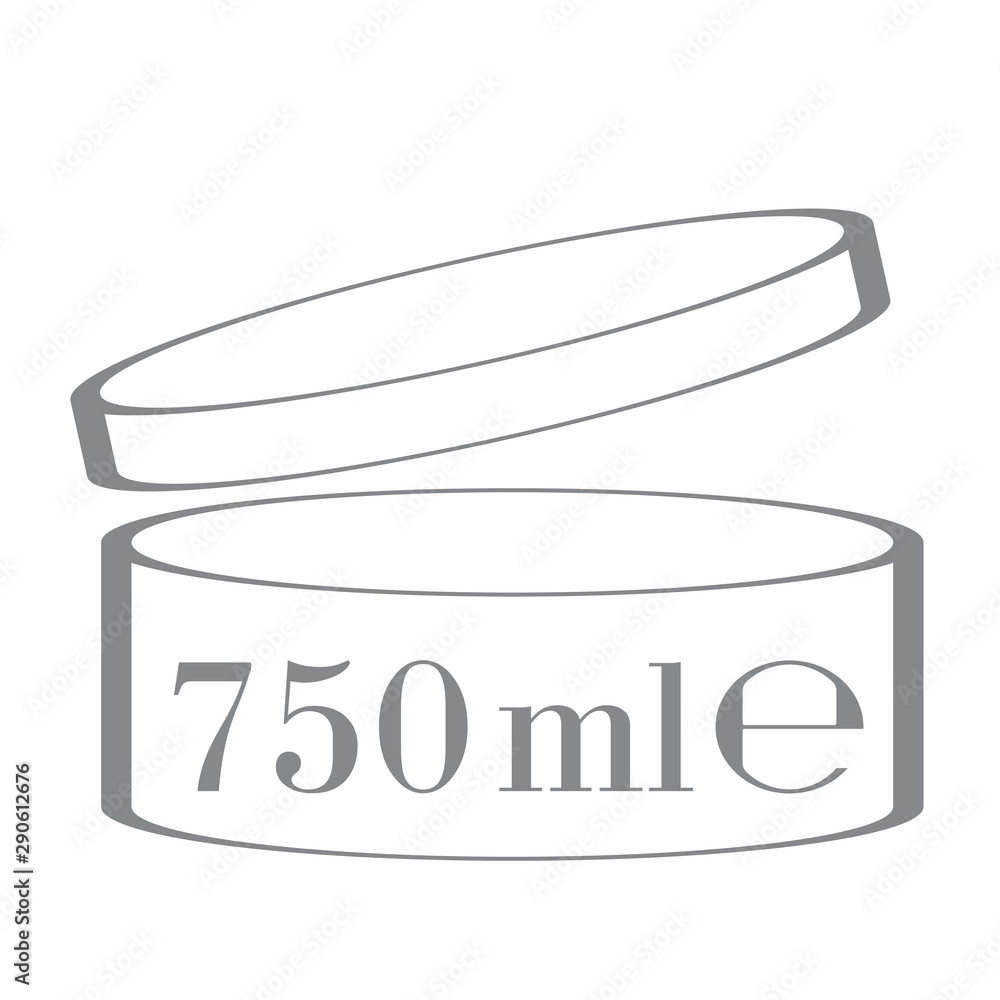 Liter l sign (l-mark) estimated volumes 750 milliliters (ml) Vector ...