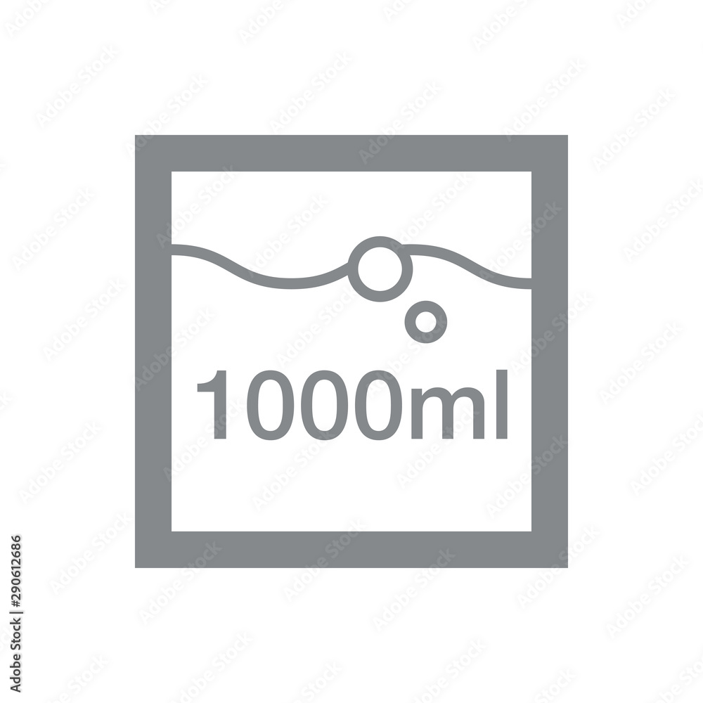 1 Liter l sign l-mark estimated volumes 1000 milliliters ml Vector ...