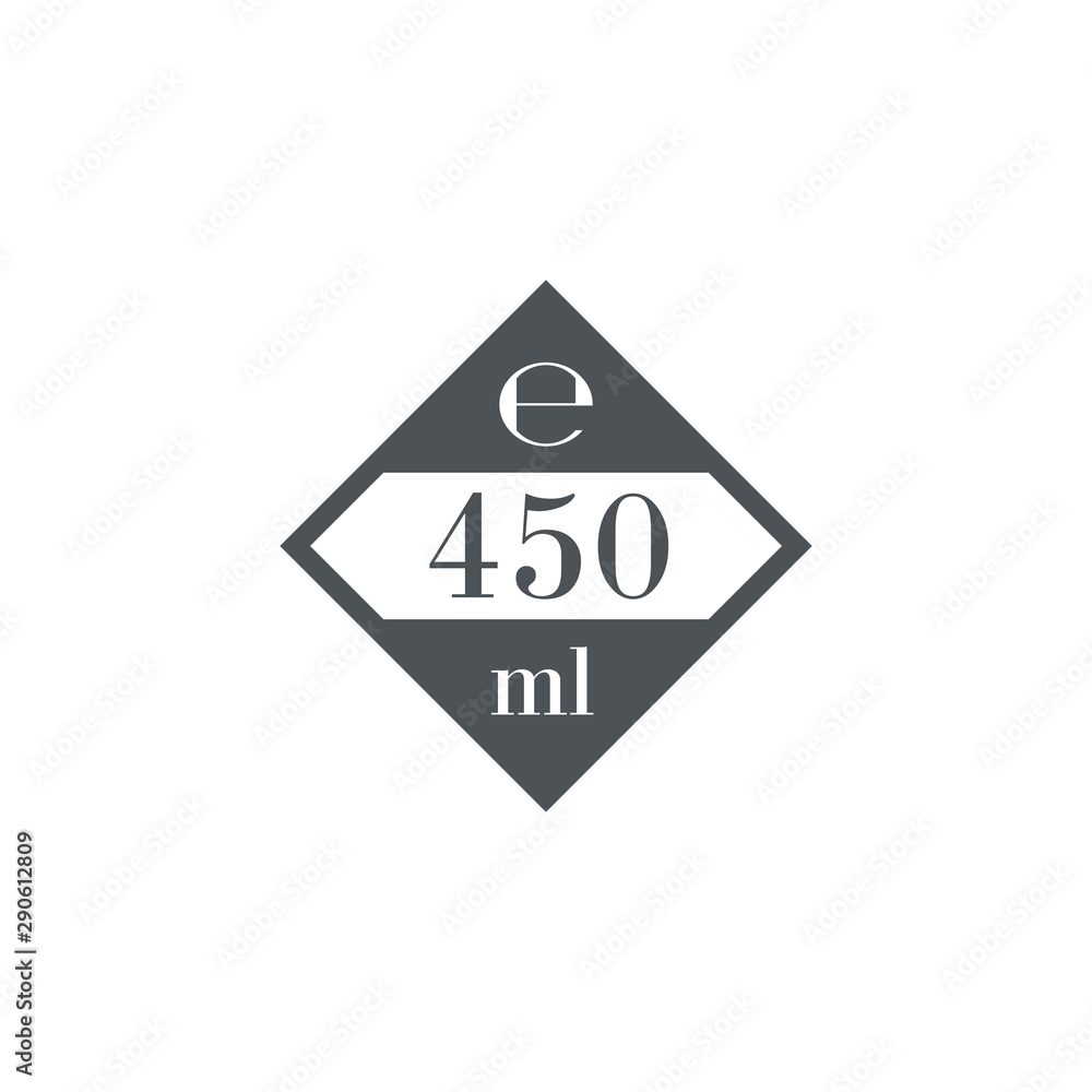 Liter l sign (l-mark) estimated volumes 450 milliliters (ml) Vector ...