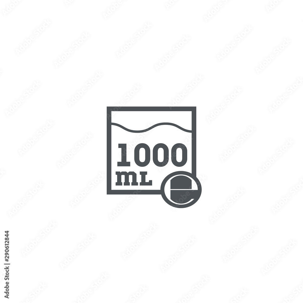 1 Liter l sign l-mark estimated volumes 1000 milliliters ml Vector ...