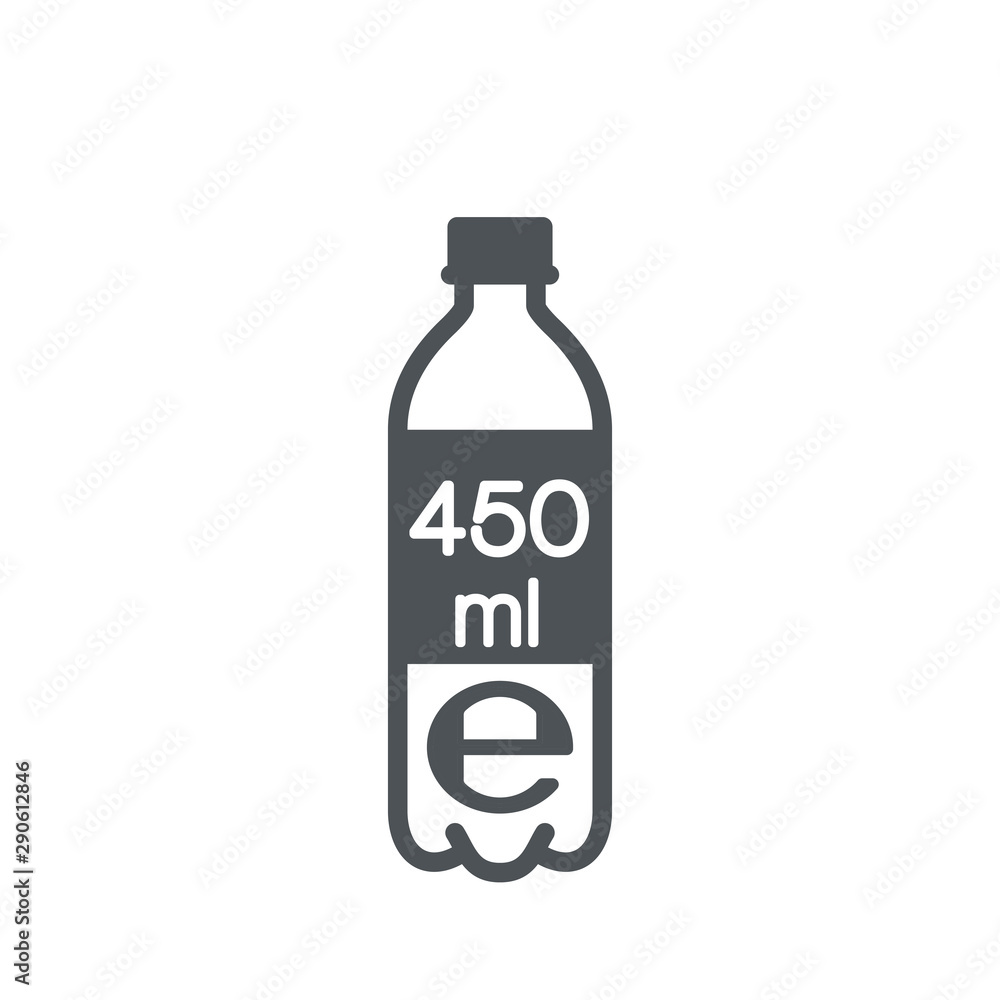Liter l sign (l-mark) estimated volumes 450 milliliters (ml) Vector ...