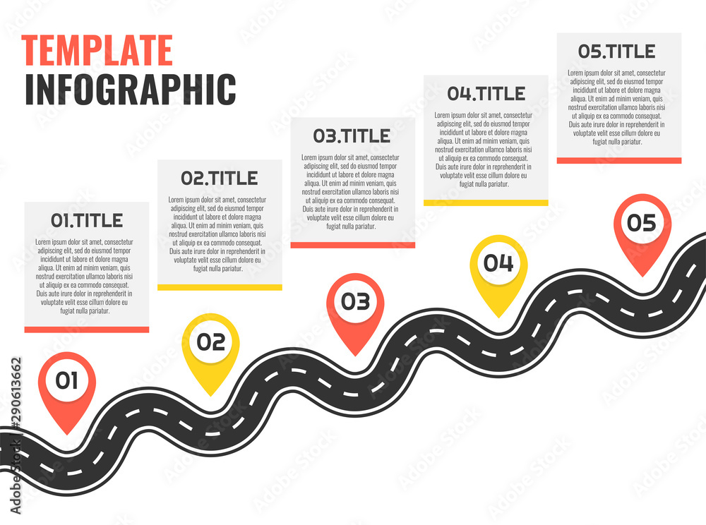 Navigation winding road vector way map infographic. Road infographic ...